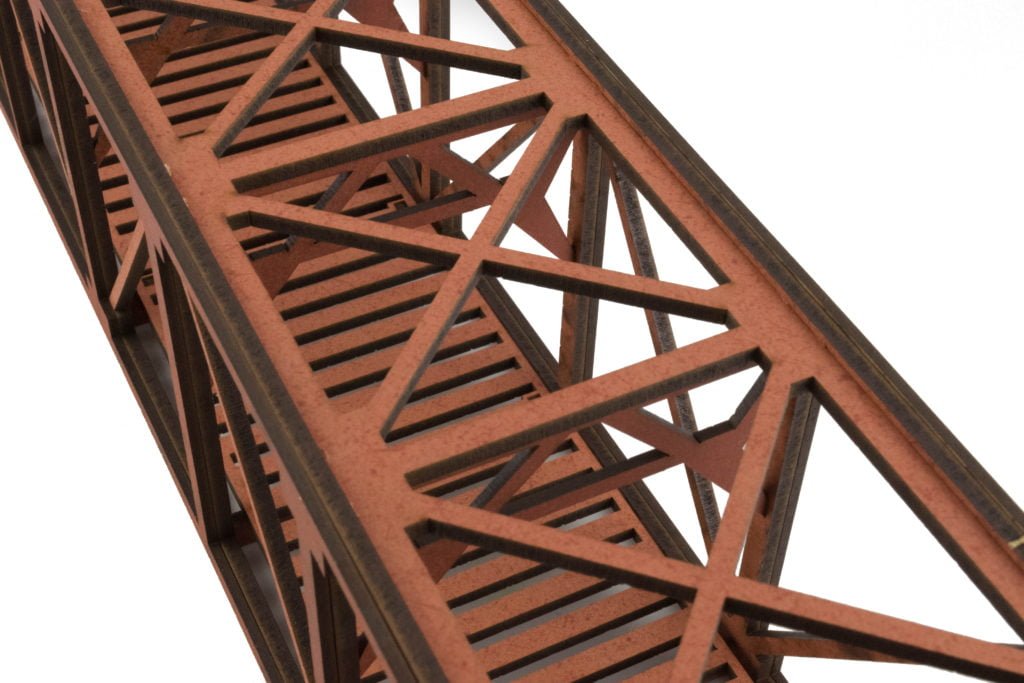 Single Track Railroad Girder Red 400mm Bridge | WWScenics